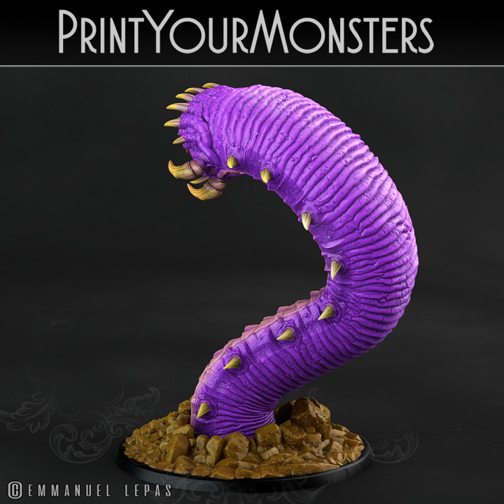 3D Printable PURPLE WORM by PrintYourMonsters