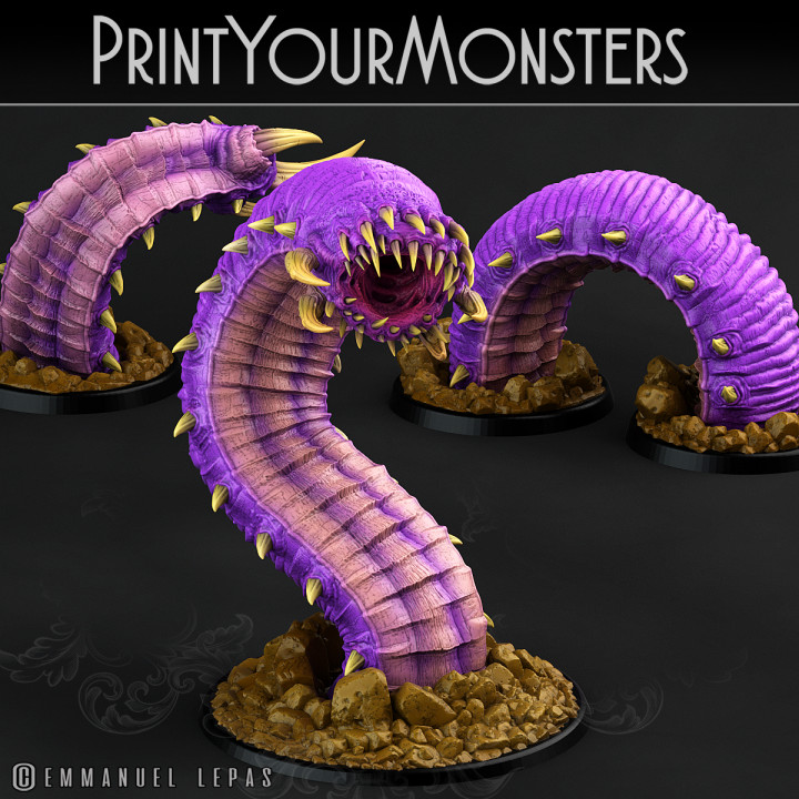 3D Printable PURPLE WORM by PrintYourMonsters