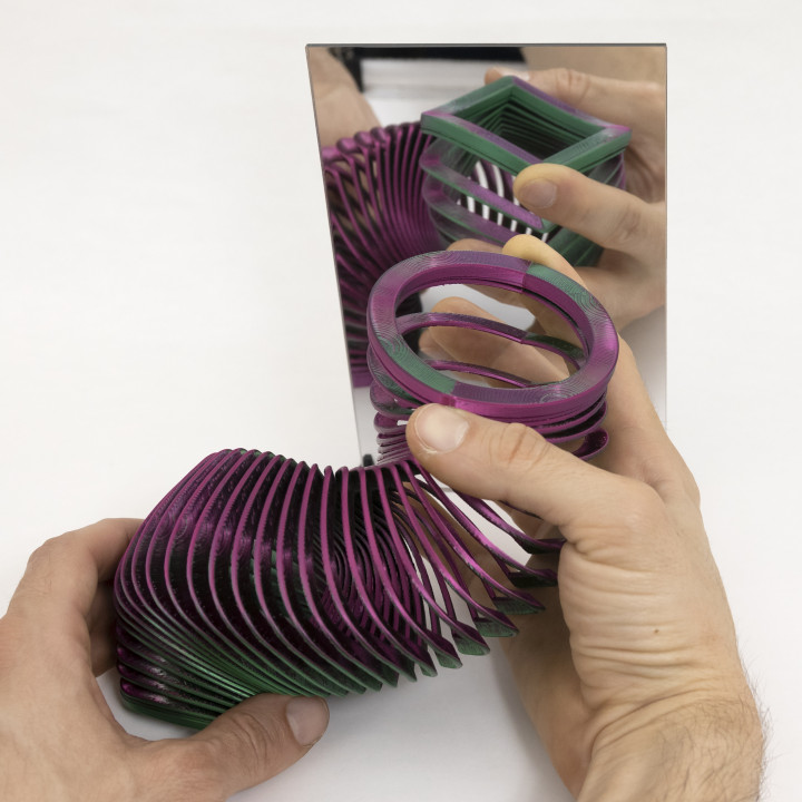 3D Printable Ambiguous Springo // Circle to Square Ambiguous Cylinder ...