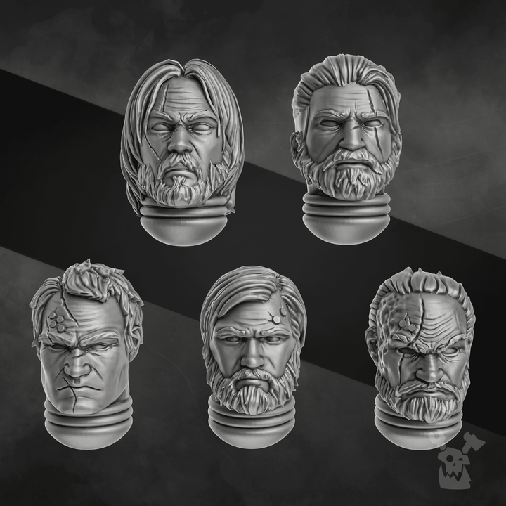 3D Printable Legendary Heroes Heads x5 by dakkadakka.store