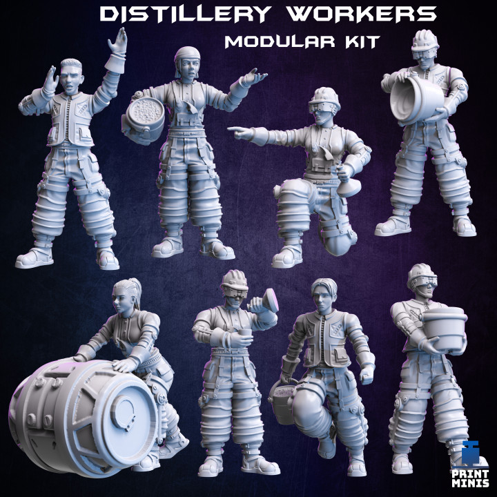 3D Printable Distillery Workers (modular) - Distillery Collection by ...