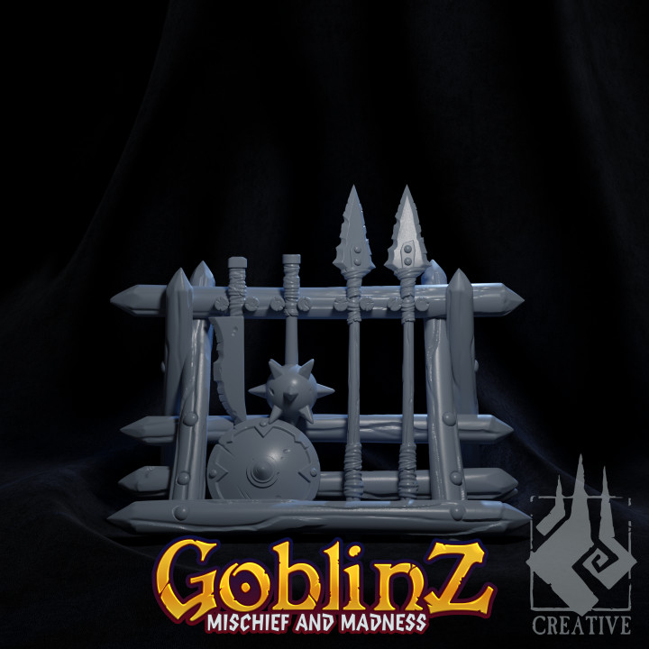 3D Printable Goblin Weapon Rack by Ember Smith Creative
