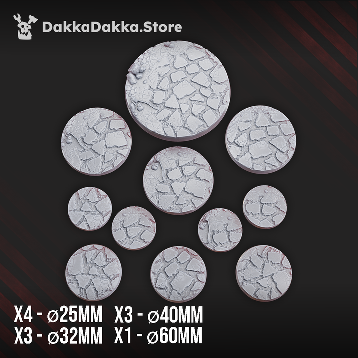 3D Printable Decorative bases "Flat Stone" Set x11 by dakkadakka.store