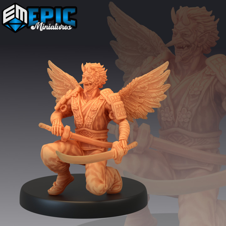 3D Printable Tengu Set / Winged Avian Humanoid / Heavenly Samurai ...