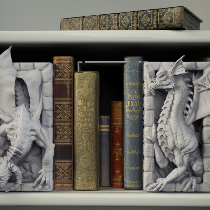 3D Printable Dragons Bookend by Crosslances