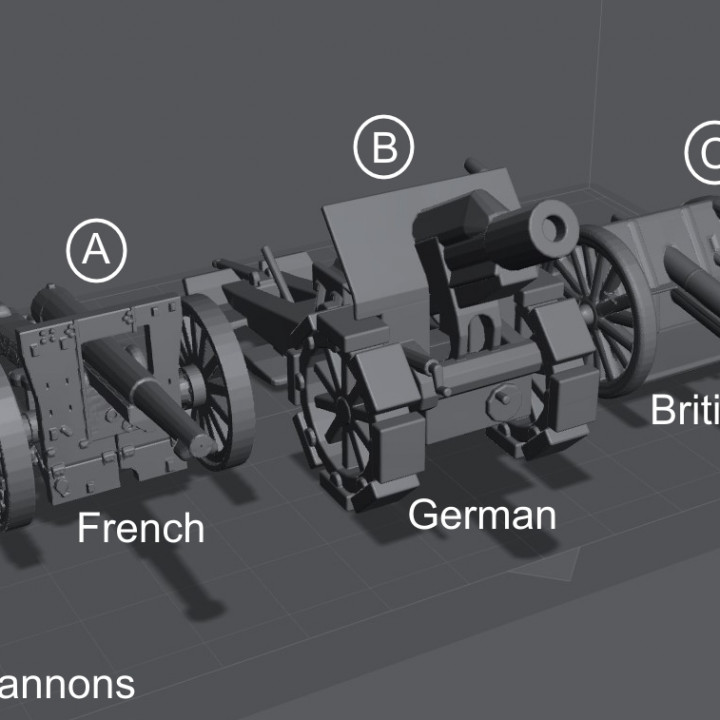 3D Printable 3 Cannons Clean and Destroyed by Alphonse Marcel