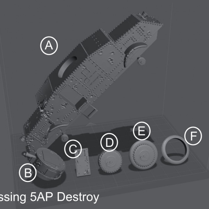 3D Printable WW1 Bussing 5AP Clean&Destroy by Alphonse Marcel