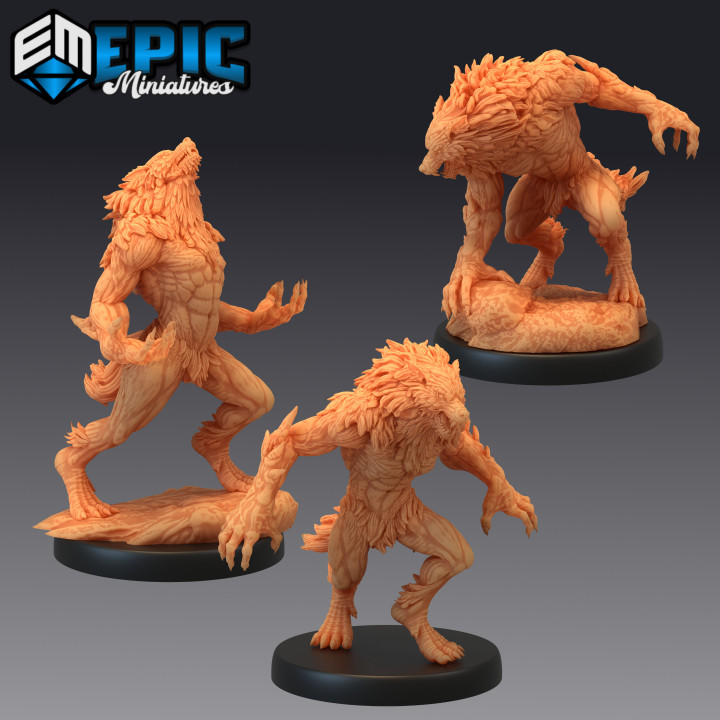 3D Printable Werewolf Brute Set / Man Wolf Hybrid / Chaotic Evil ...
