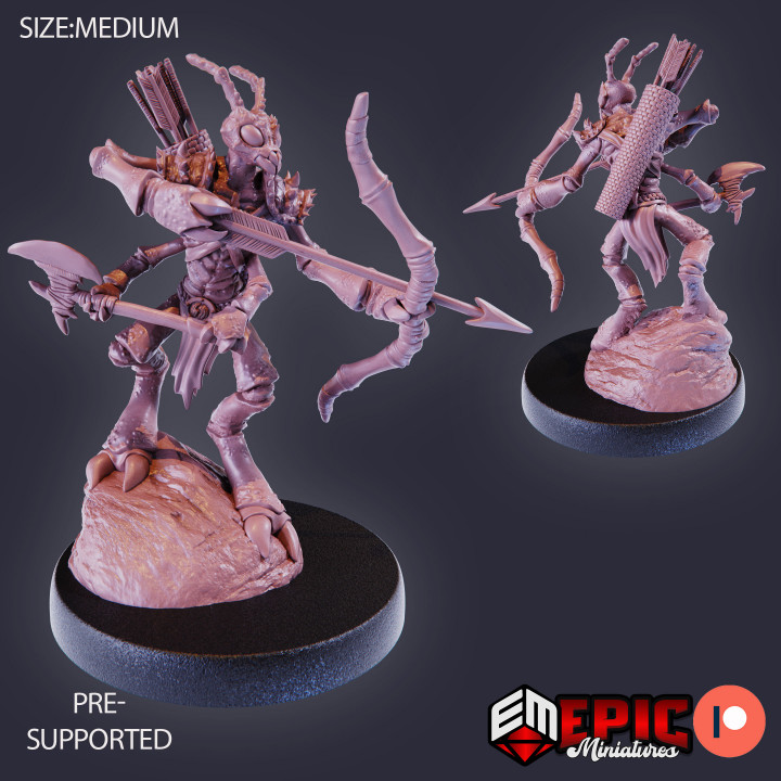 3D Printable Insectoid Ant Warrior Archer / Four Armed Bowmen / Axe ...