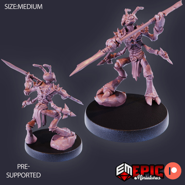 3D Printable Insectoid Ant Warrior Spear / Four Armed Fighter / Insect ...