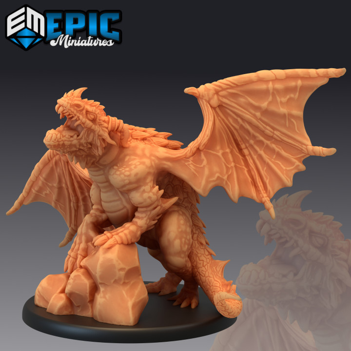 3D Printable Cave Dragon Roar / Earth Drake / Winged Mountain Encounter ...