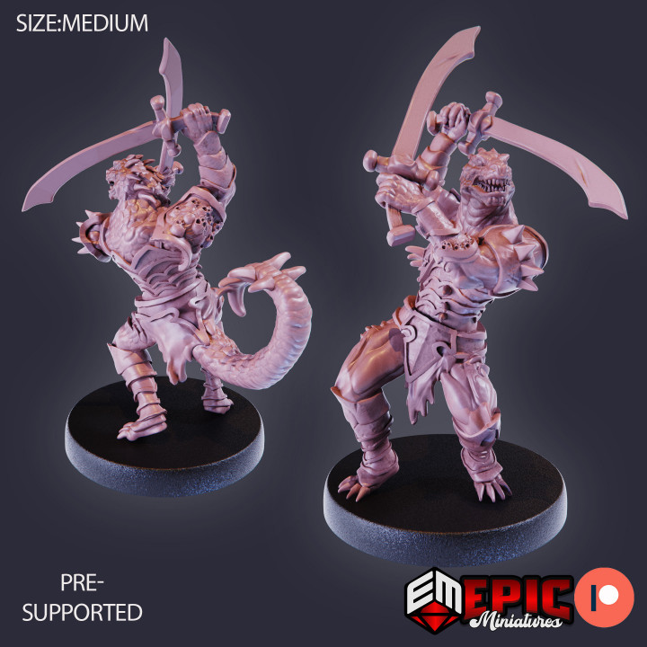 3D Printable Lizardfolk Warrior Dual Sword / Reptile Soldier / Draconic ...