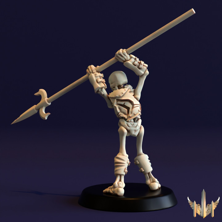 3D Printable Skeleton Grunt Halberdier Pose 05 by Triple Spire Workshop
