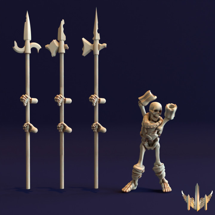 3D Printable Skeleton Grunt Halberdier Pose 05 by Triple Spire Workshop