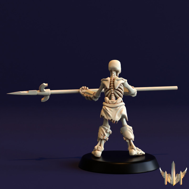 3D Printable Skeleton Grunt Halberdier Pose 04 by Triple Spire Workshop