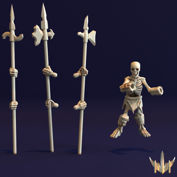 3D Printable Skeleton Grunt Halberdier Pose 04 by Triple Spire Workshop