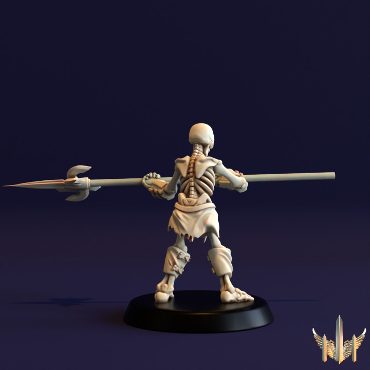 3D Printable Skeleton Grunt Halberdier Pose 04 by Triple Spire Workshop