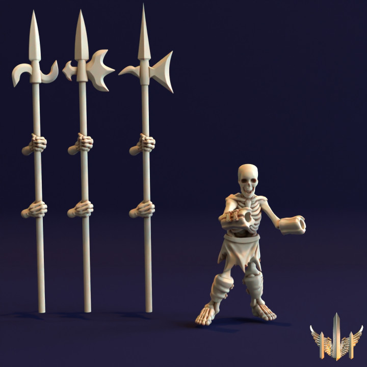 3D Printable Skeleton Grunt Halberdier Pose 04 by Triple Spire Workshop