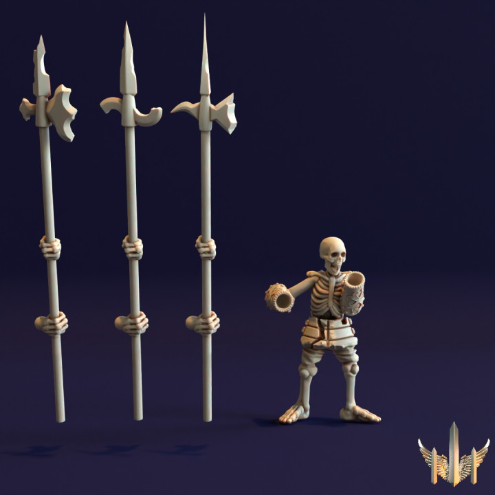 3D Printable Skeleton Grunt Halberdier Pose 03 by Triple Spire Workshop