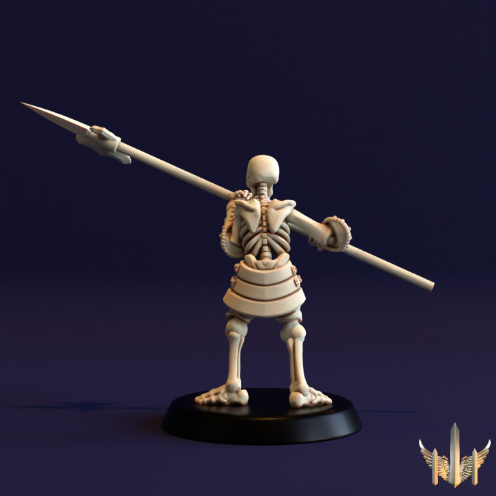 3D Printable Skeleton Grunt Halberdier Pose 03 by Triple Spire Workshop