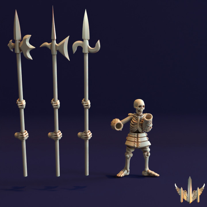 3D Printable Skeleton Grunt Halberdier Pose 03 by Triple Spire Workshop