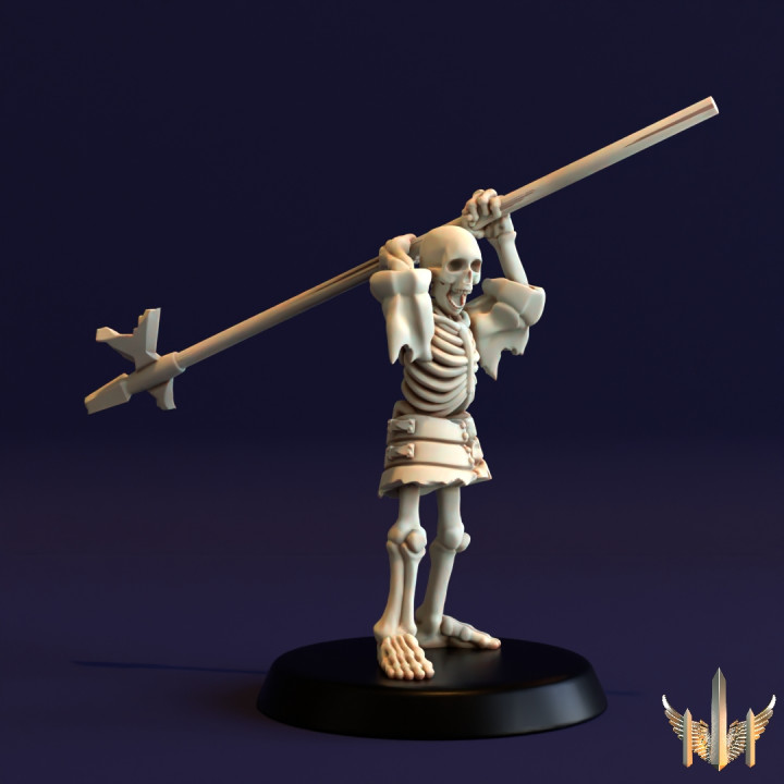 3D Printable Skeleton Grunt Halberdier Pose 02 by Triple Spire Workshop