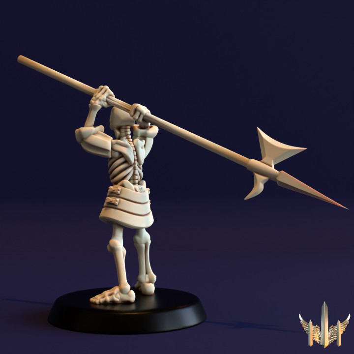 3D Printable Skeleton Grunt Halberdier Pose 02 by Triple Spire Workshop