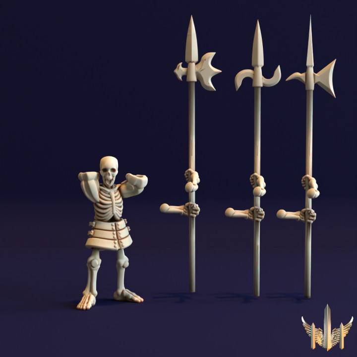 3D Printable Skeleton Grunt Halberdier Pose 02 by Triple Spire Workshop