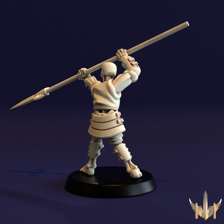 3D Printable Skeleton Grunt Halberdier Pose 01 by Triple Spire Workshop