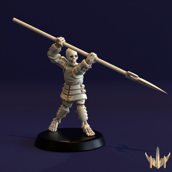 3D Printable Skeleton Grunt Halberdier Pose 01 by Triple Spire Workshop