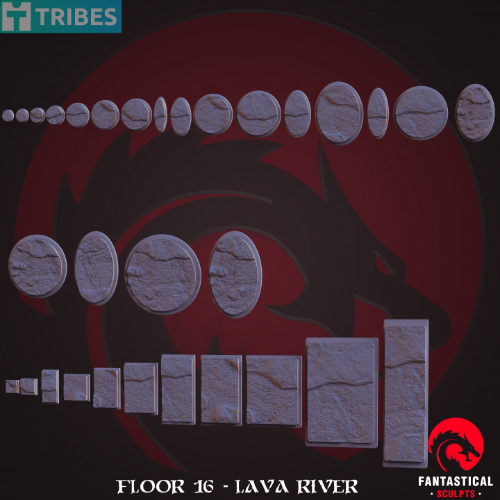 3D Printable Floor 16 - Lava River by Dungeons and Dreadnoughts