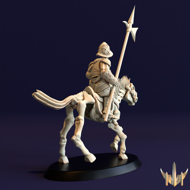3D Printable Skeleton Cavalry Halberdier Combatant by Triple Spire Workshop