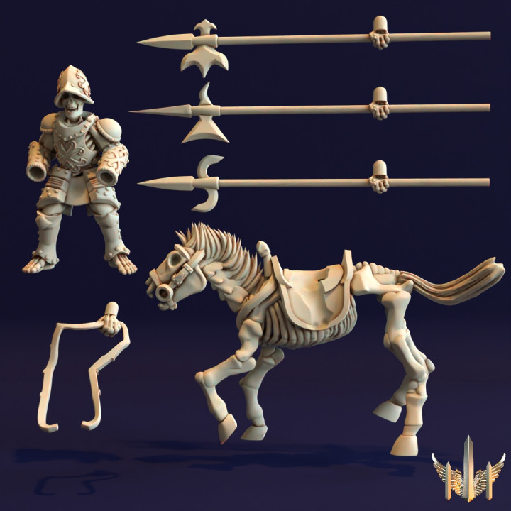 3D Printable Skeleton Cavalry Halberdier Combatant by Triple Spire Workshop