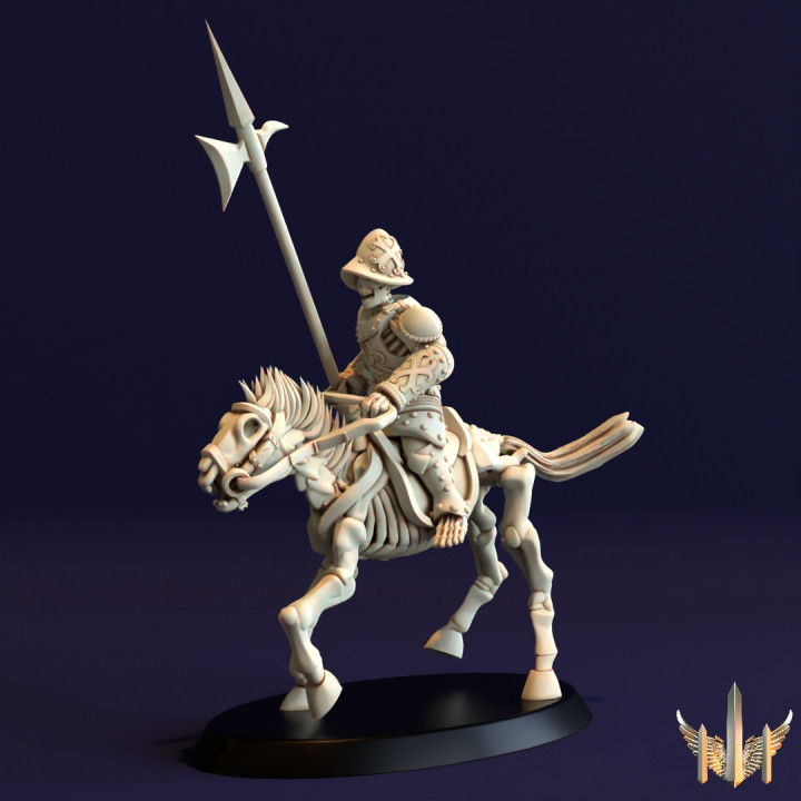 3D Printable Skeleton Cavalry Halberdier Combatant by Triple Spire Workshop