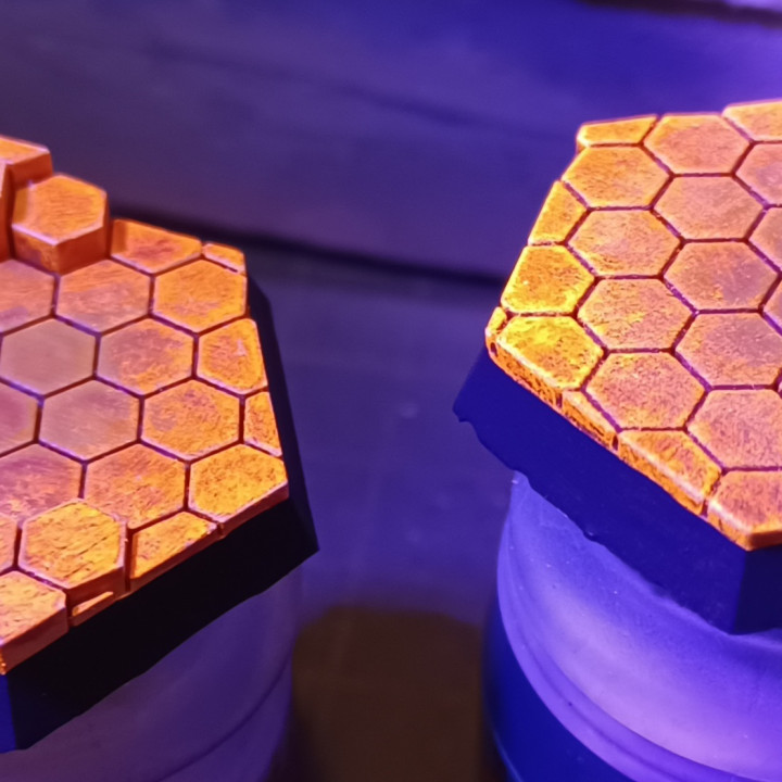3D Print of Hex Tech Bases for 6mm American Mecha Miniatures by b00sk0r