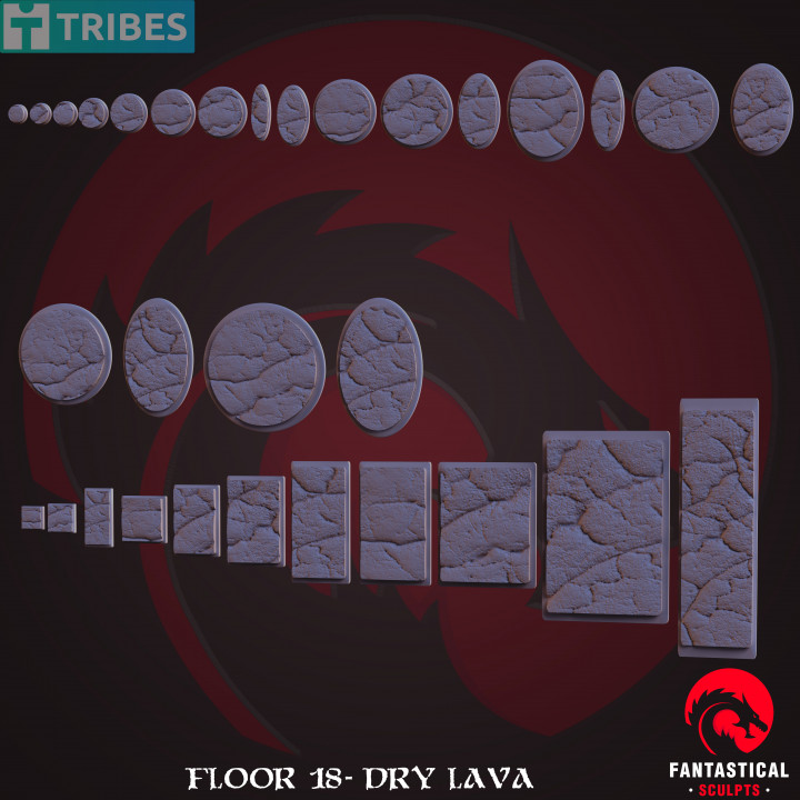 3D Printable Floor 18 - Dry Lava by Dungeons and Dreadnoughts
