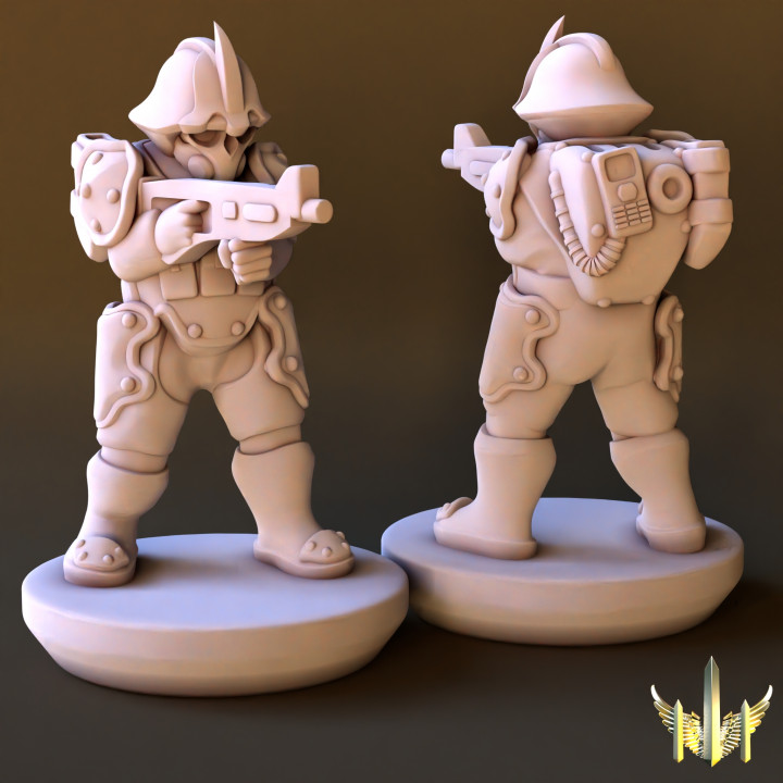 3D Printable Space Conscript Infantry Pose 01 by Triple Spire Workshop