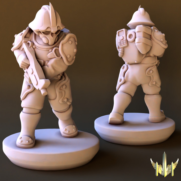 3D Printable Space Conscript Infantry Pose 04 by Triple Spire Workshop