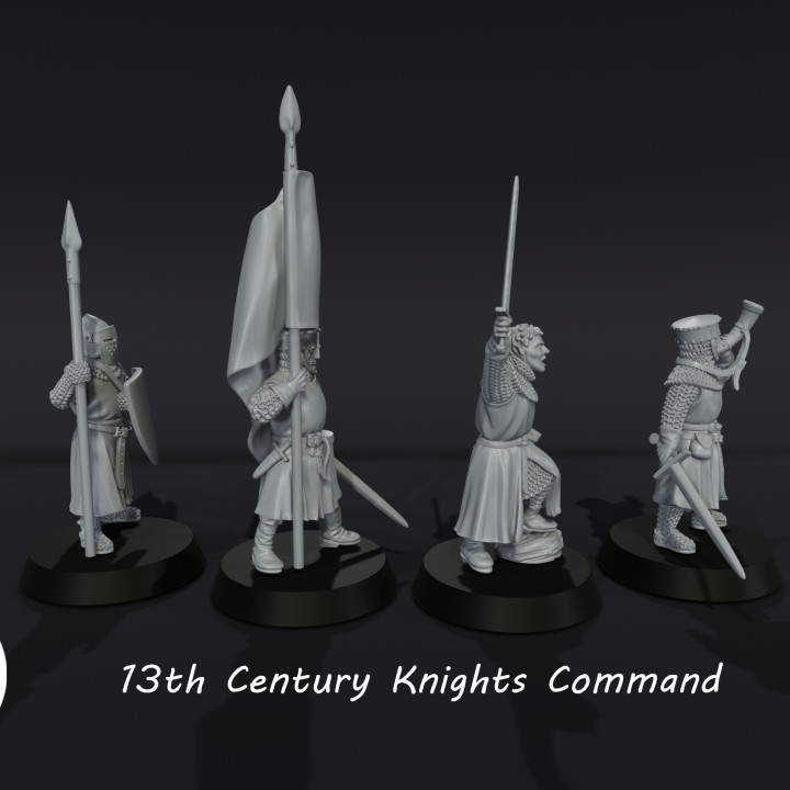3D Printable 13th Century Knights command by Medbury Miniatures