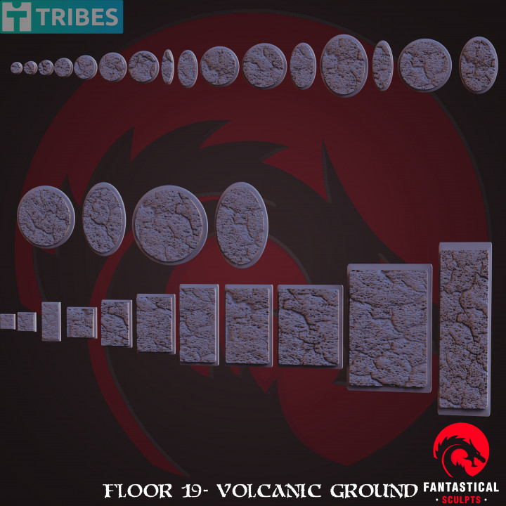 3D Printable Floor 19 - Volcanic Ground by Dungeons and Dreadnoughts