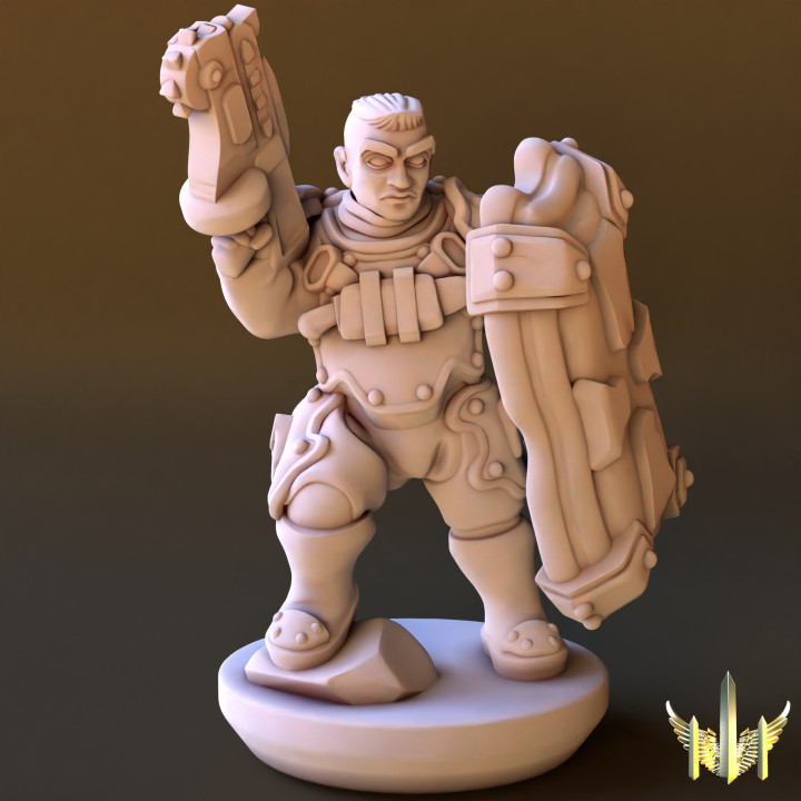 3D Printable Squad Leader Pose 01 by Triple Spire Workshop