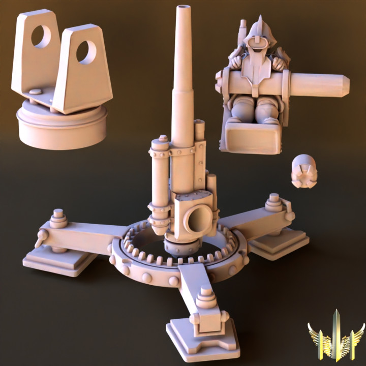 3D Printable Conscript Emplacement Flak Cannon by Triple Spire Workshop