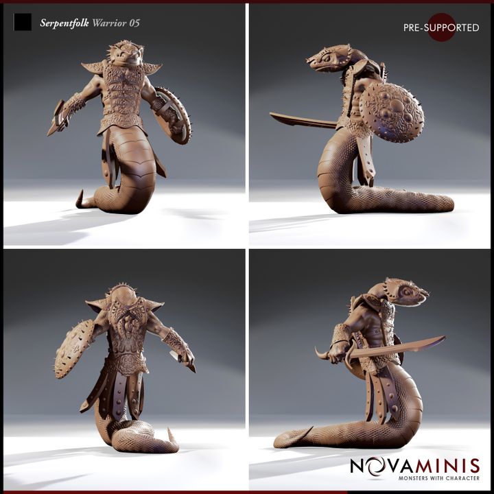 3D Printable Serpentfolk Warrior 05 by NovaMinis