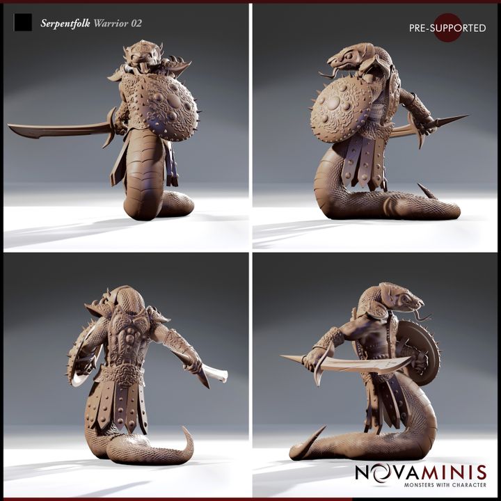 3D Printable Serpentfolk Warrior 02 by NovaMinis