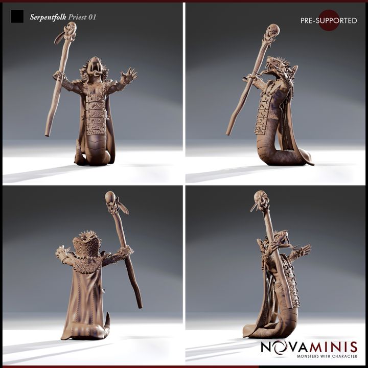 3D Printable Serpentfolk Priest 01 by NOVAMINIS