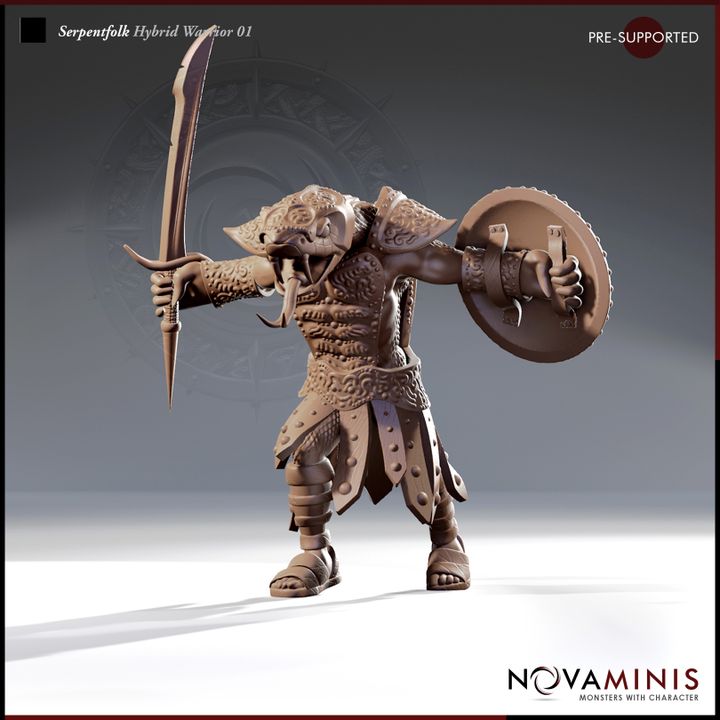 3D Printable Serpentfolk Hybrid Warrior 01 by NOVAMINIS