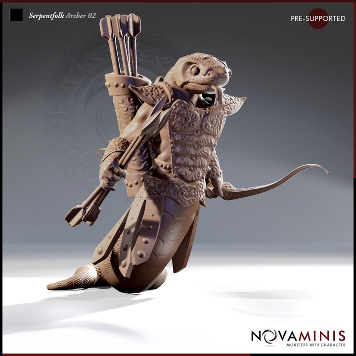 3D Printable Serpentfolk Archer 02 by NOVAMINIS