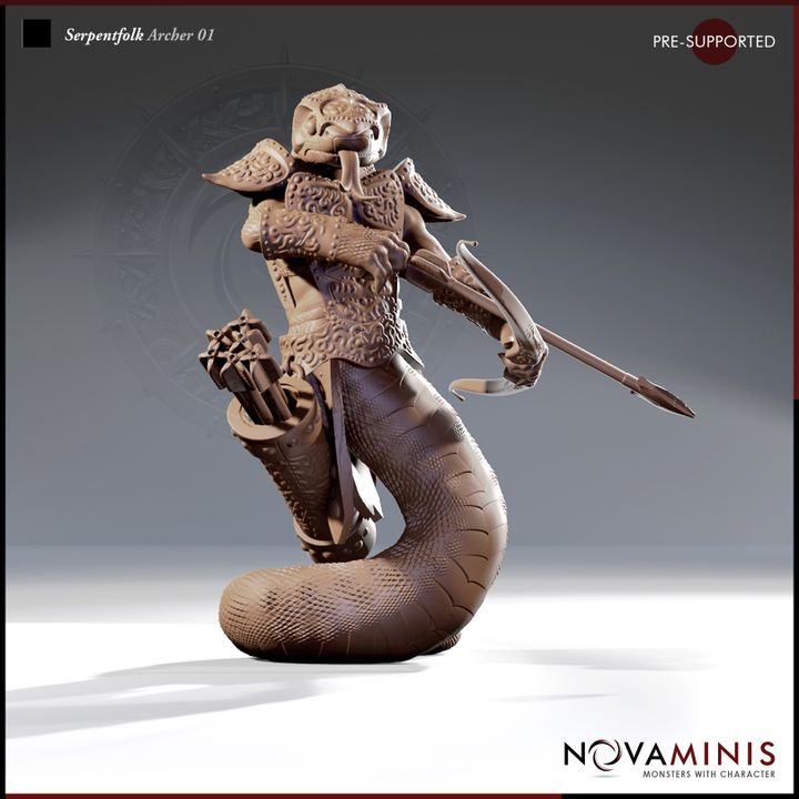 3D Printable Serpentfolk Archer 01 by NOVAMINIS