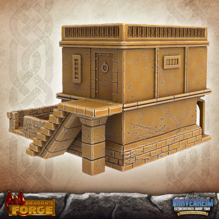 3D Printable Karvenheim: Dwarf Butcher Shop by Dragon's Forge Miniatures