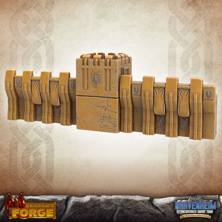 3D Printable Karvenheim: Dwarf City Walls (Modular Set) by Dragon's ...
